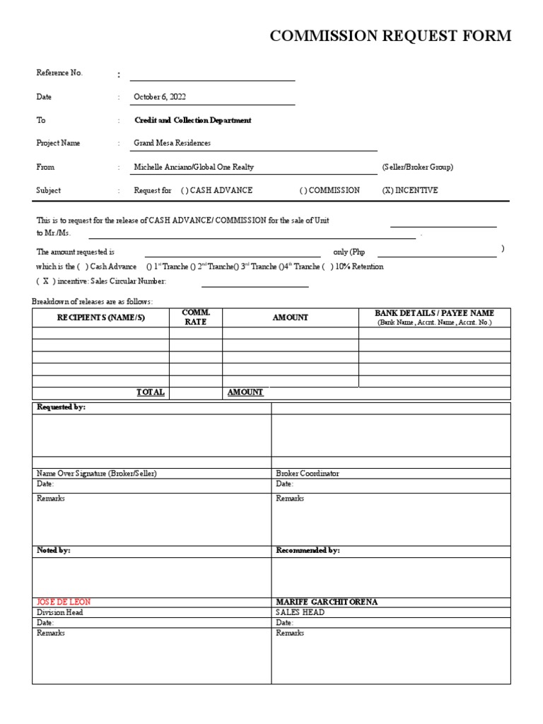 Commission Request Form Template | PDF