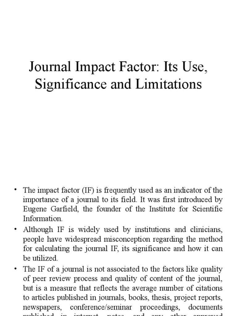Understanding Journal Impact Factor | PDF | Cognitive Science ...