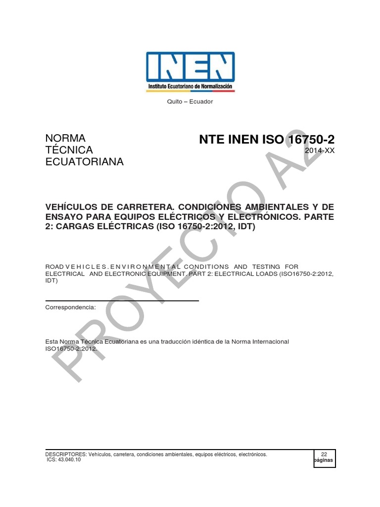 Nte Inen Iso 16750-2 | PDF | Organización internacional para la ...