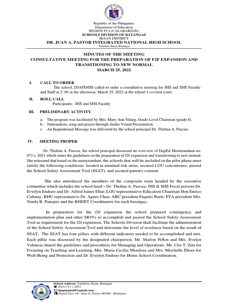 MINUTES OF THE MEETING - Consultative Meeting For The Preparation of ...