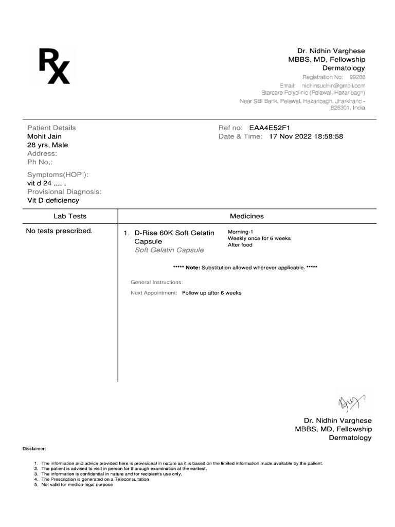 Vitamin D Prescription | PDF