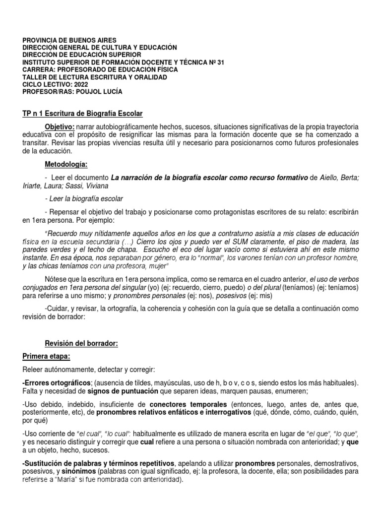 Consignas tp1 TALEO 2022-2 | PDF | Maestros | Lingüística