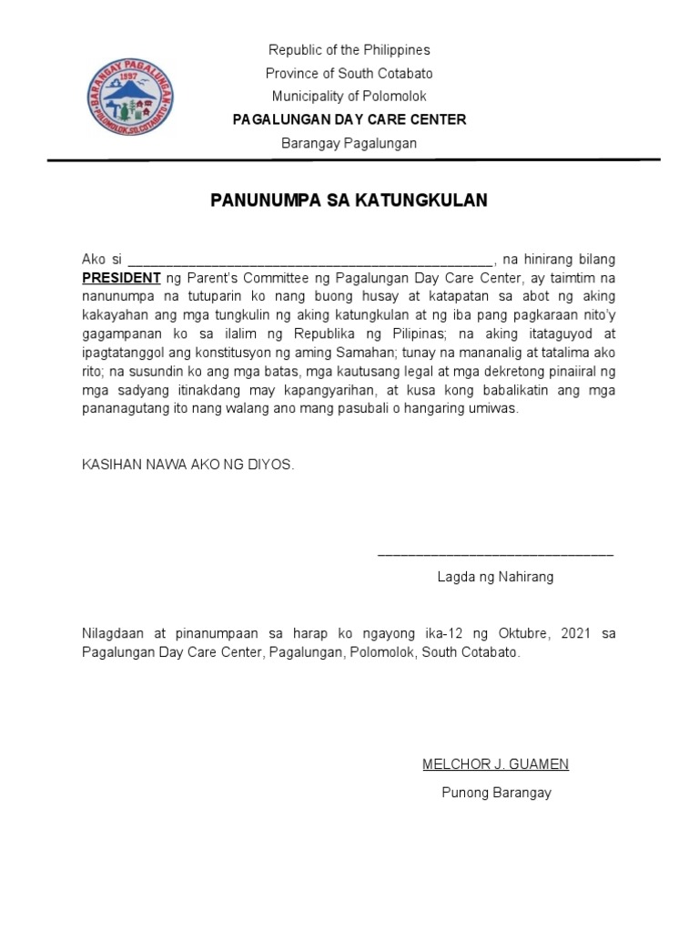 Panunumpa Sa Katungkulan | PDF