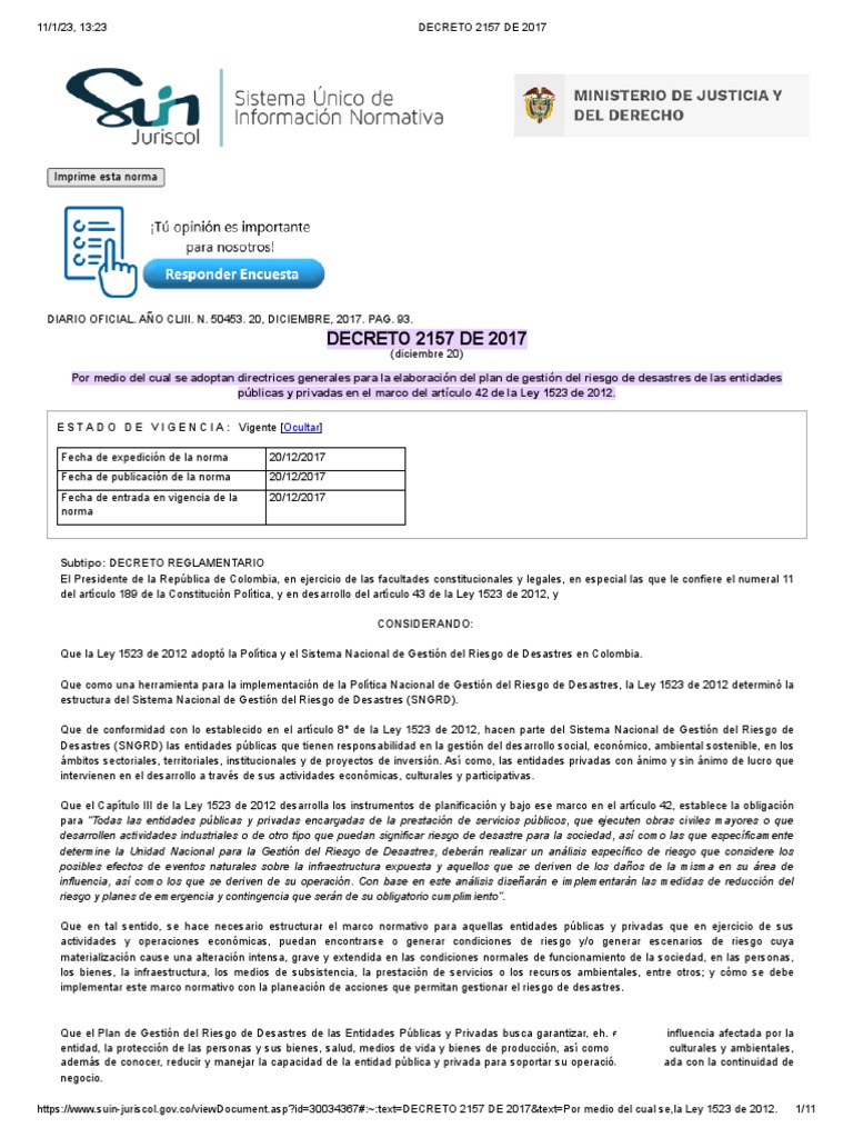 Decreto 2157 de 2017 | PDF | Riesgo | Aparición