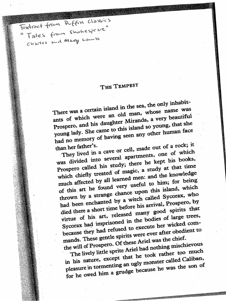 The Tempest As Tales From Shakespeare by Lamb | PDF