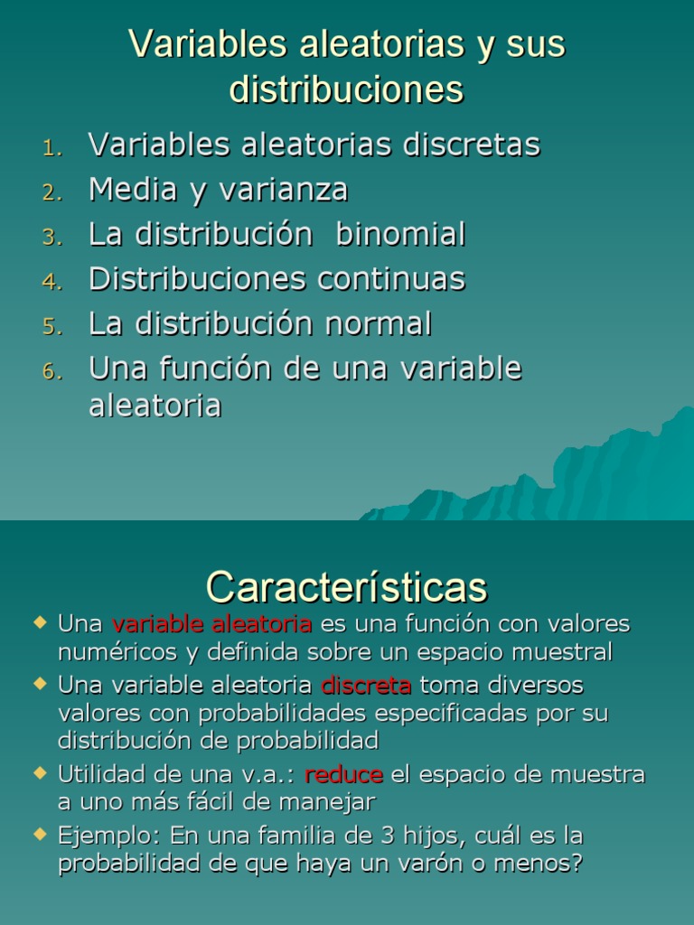 Variables Aleatorias y Sus Distribuciones | PDF | Variable aleatoria | Distribución de probabilidad