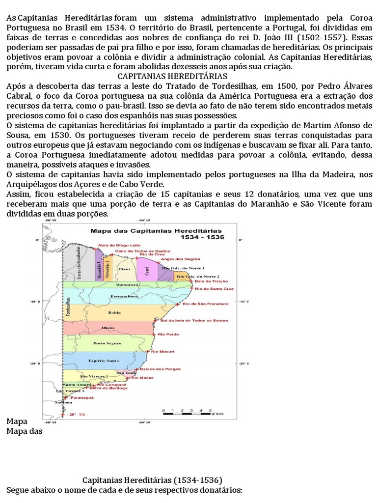 Capitanias Hereditárias Pdf Brasil