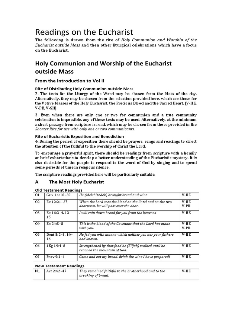 Eucharist Readings | PDF | Eucharist | Mass (Liturgy)