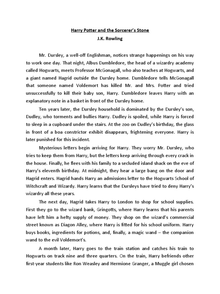 Harry Potter and The Sorcerer Stone | PDF | Harry Potter | Fantasy ...