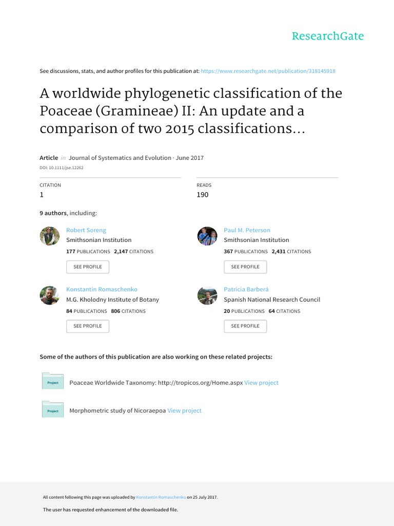 Soreng Et Al 2017 - Worldwide Phylogenetic Classification of Poaceae II ...