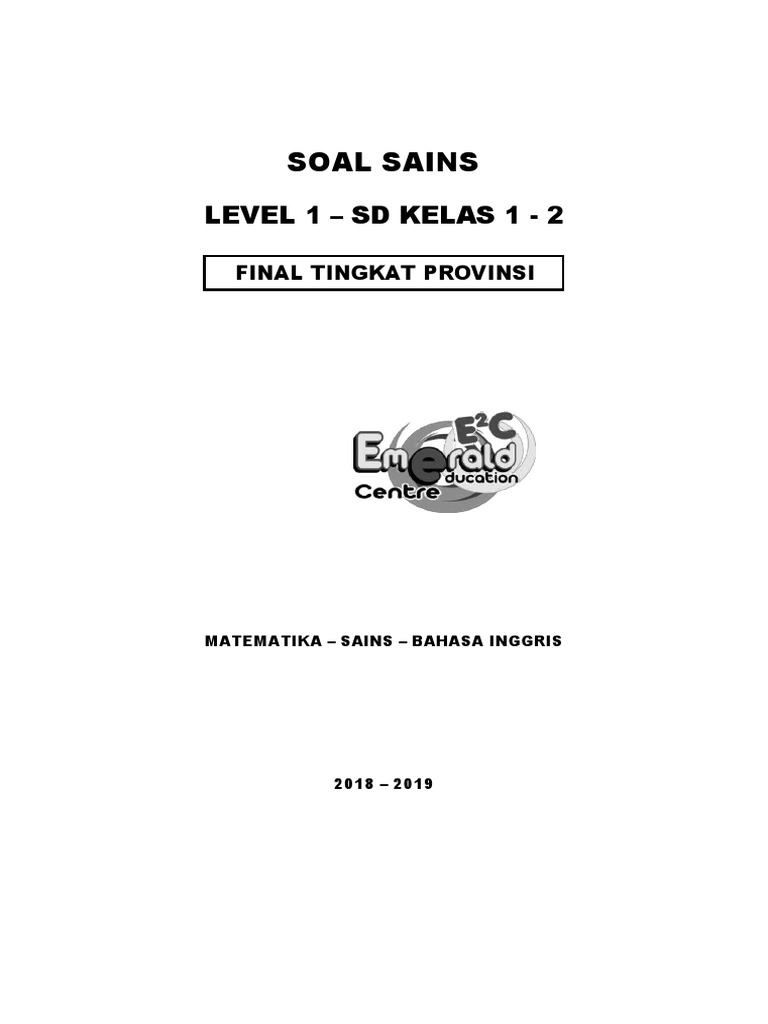 Soal Sains Level 1 SD Kelas 1 2 Matemati | PDF