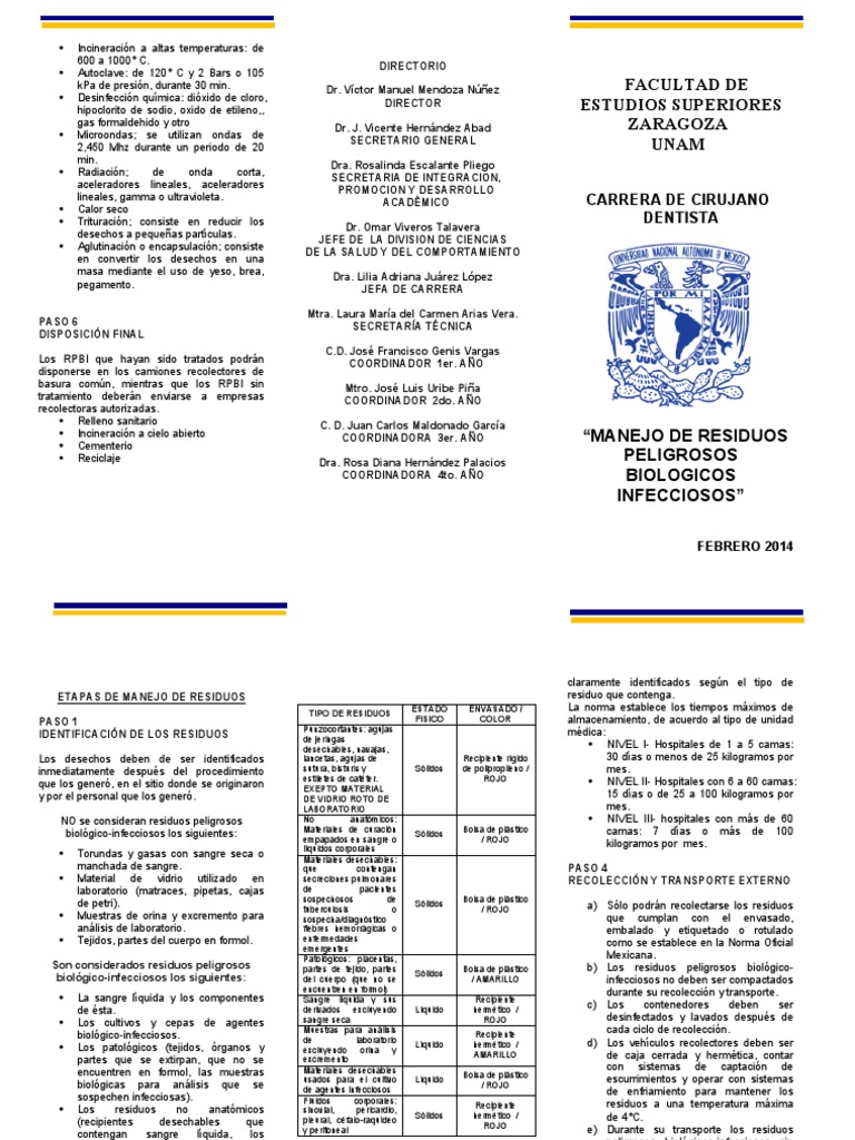 Triptico Rpbi 2014 | PDF | Residuos | Sangre