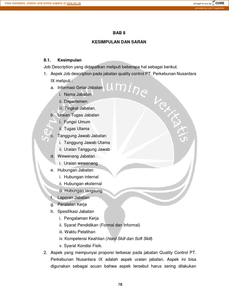 Bab 8 Kesimpulan Dan Saran: Provided by UAJY Repository | PDF