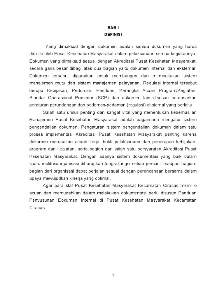 PANDUAN PENYUSUNAN DOKUMEN INTERNAL DI PUSAT KESEHATAN MASYARAKAT | PDF PANDUAN PENYUSUNAN DOKUMEN INTERNAL DI PUSAT KESEHATAN MASYARAKAT | PDF