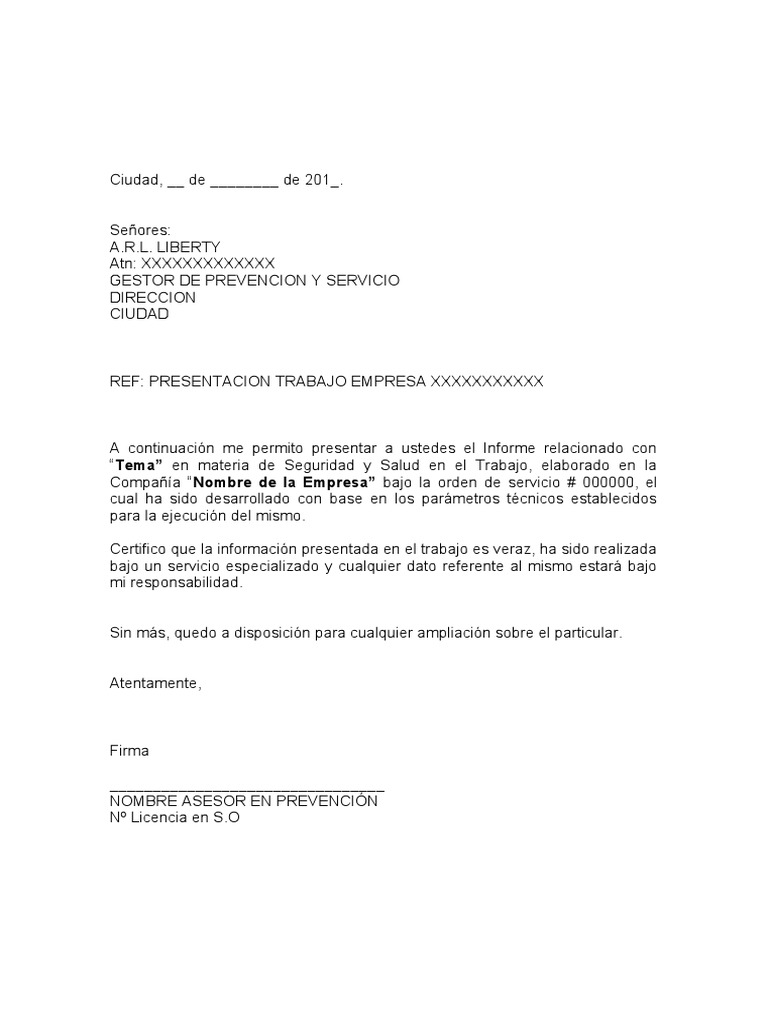 Carta Modelo de Presentación de Informes | PDF