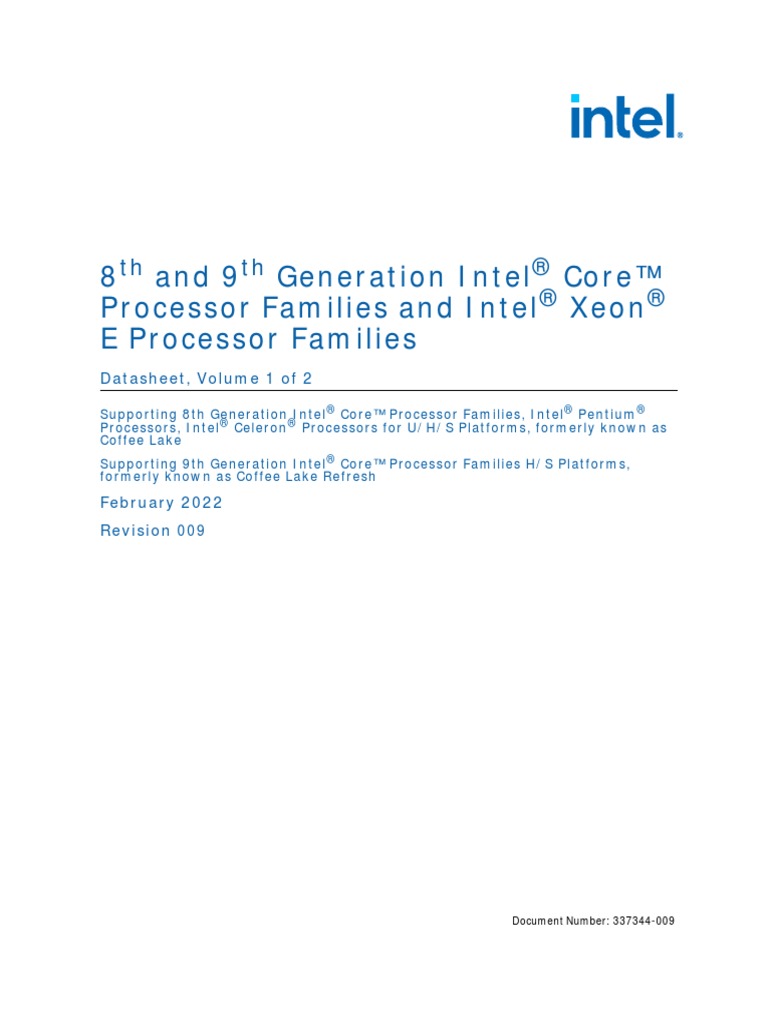 8th Gen Core Family Datasheet Vol 1 Rev009 | PDF