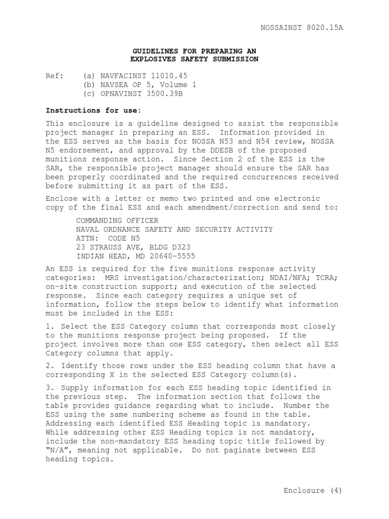 GUIDELINES FOR PREPARING AN Explosive Safety Submission | PDF | Quality ...