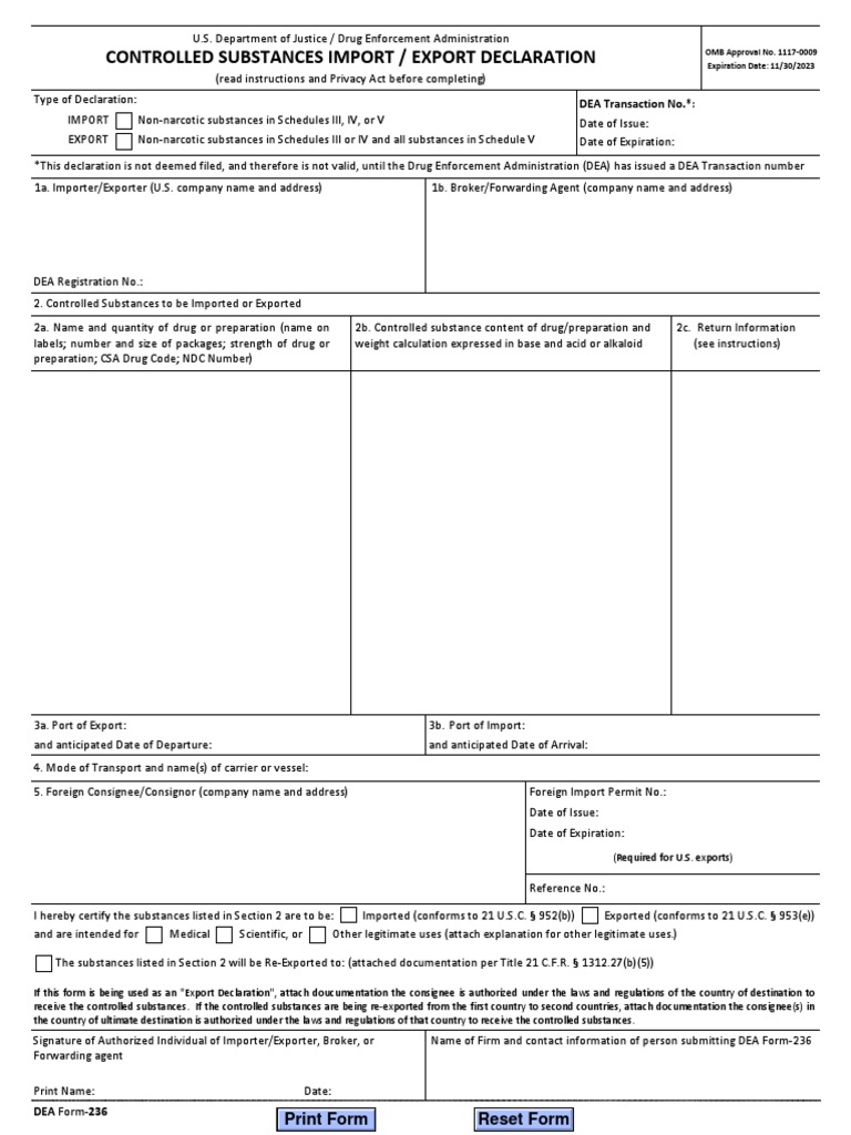 236 Form | PDF | Controlled Substances Act | Drug Enforcement ...