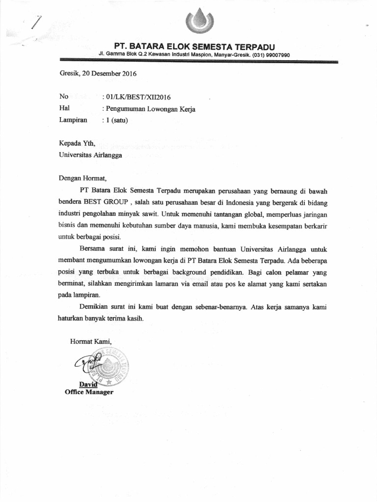 Lowongan Kerja di PT Batara Elok | PDF