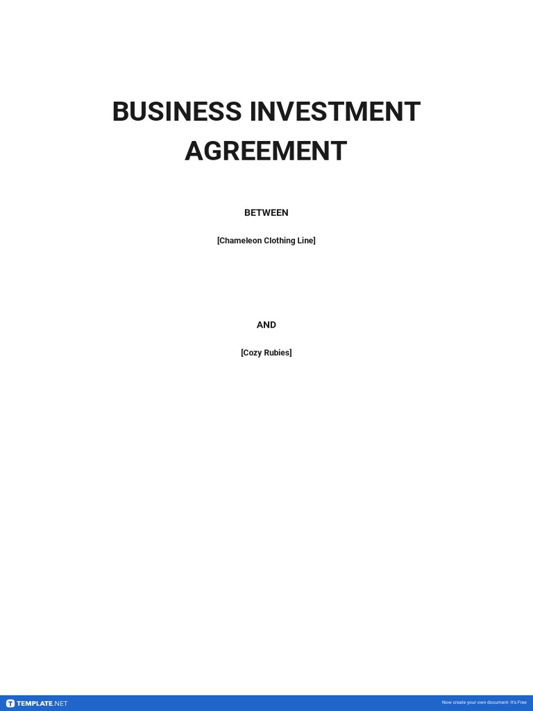 Business Investment Agreement Template | PDF | Investing | Business