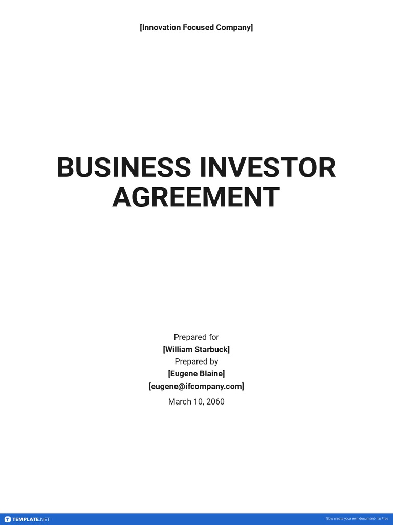 Free Simple Business Investor Agreement Template | PDF | Investing ...