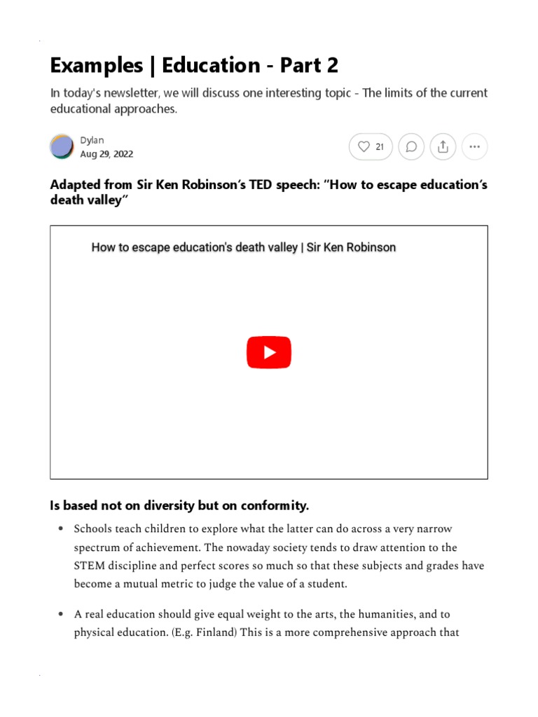 Examples - Education - Part 2 - by Dylan | PDF | Teachers | Long ...