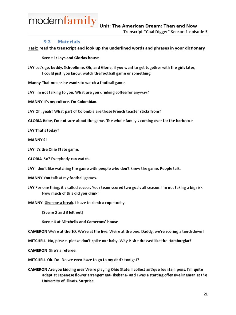 Material 1 Transcript With Underlined Words Phrases | PDF | Television ...