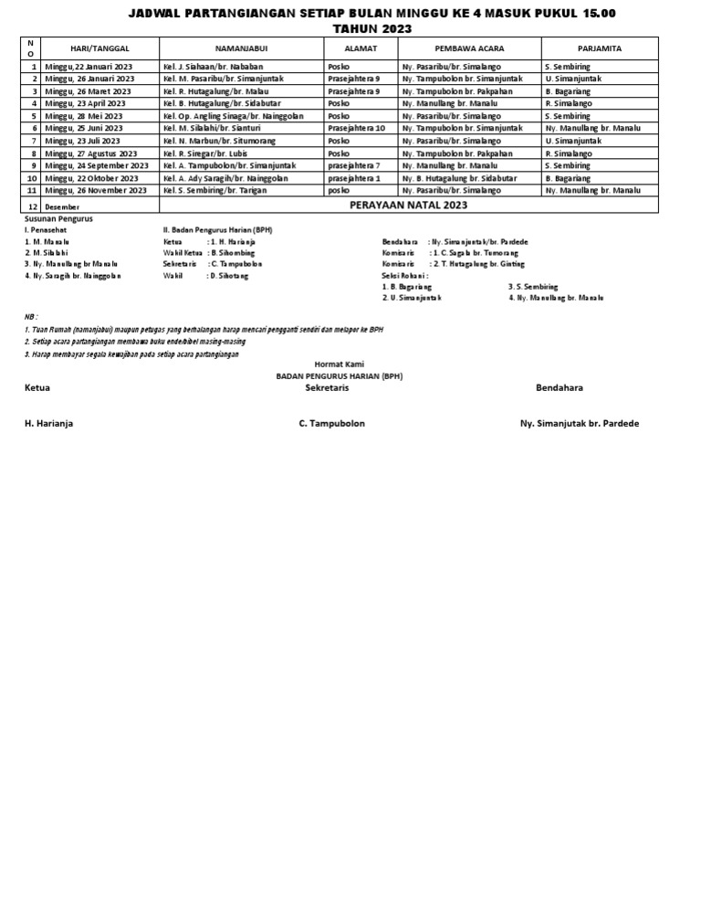 JADWAL PARTANGIANGAN STM Perjuangan | PDF