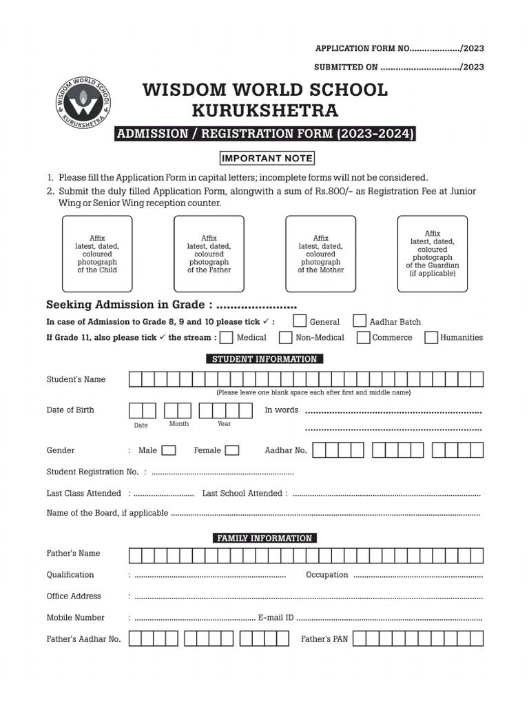 Admission Form 2023 24 1 | PDF Admission Form 2023 24 1 | PDF