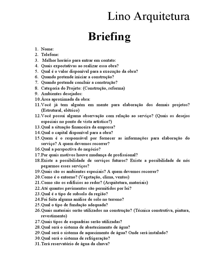 Checklist - 53 Modelos de Perguntas para Elaborar o Briefing | PDF