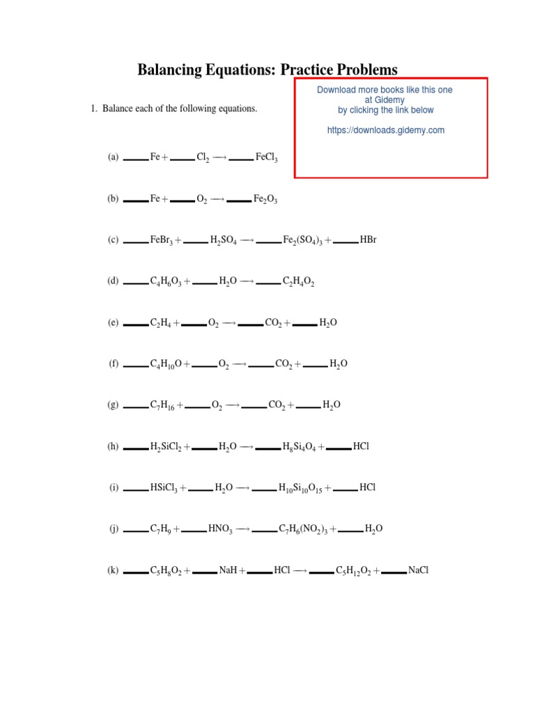 Balancing Equations Chemical Equations | PDF | Chemical Elements | Atoms