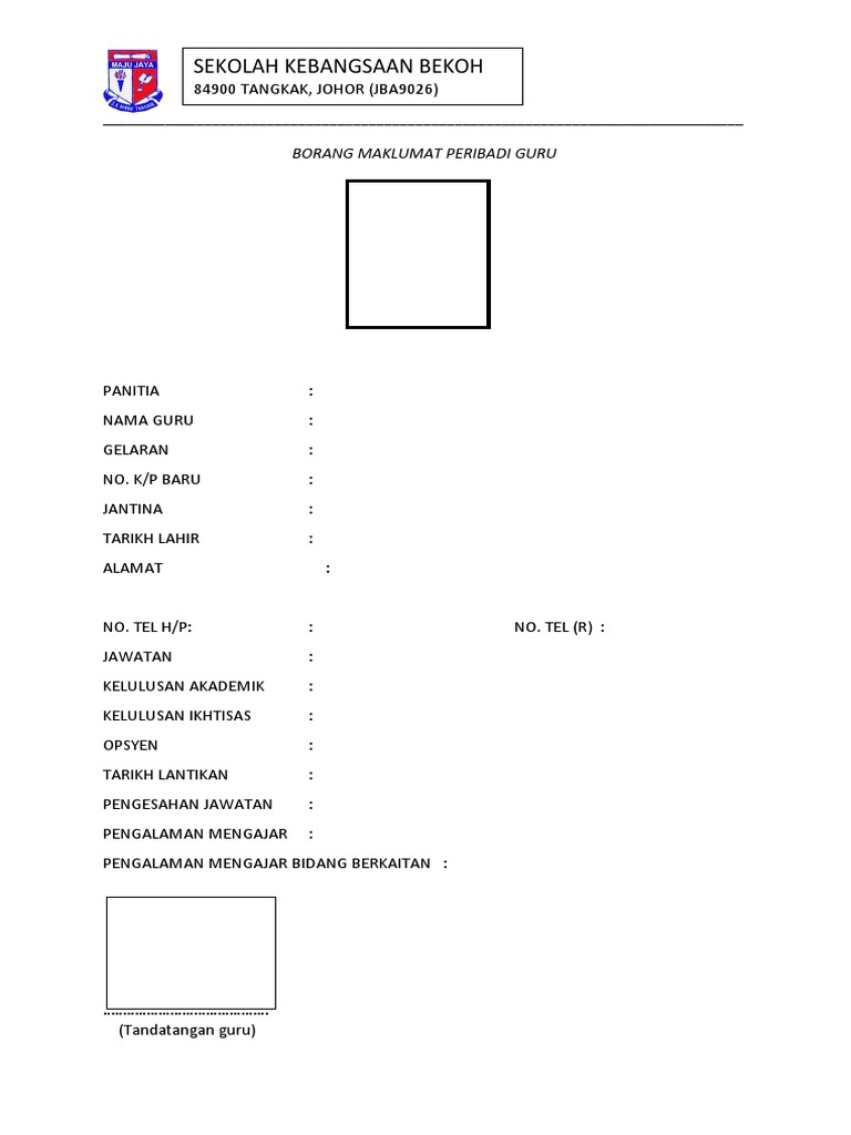 Borang Maklumat Peribadi | PDF