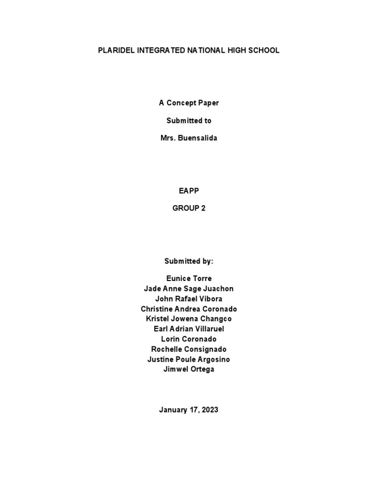 EAPP Concept Paper Defense | PDF | Mental Disorder | Mental Health