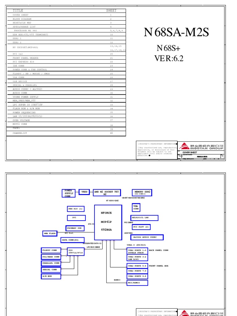 Biostar N68S+ Rev. 6.2 (N68sa-M2s) | PDF | Electronics | Computing