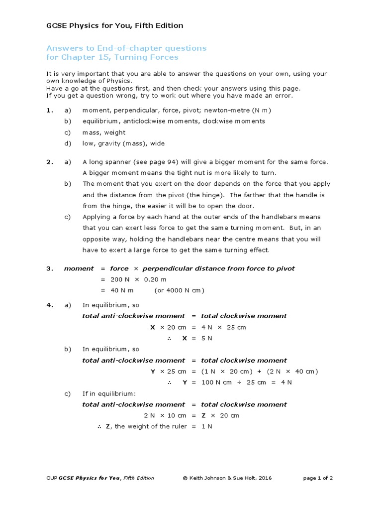 GPFY Chapter 15 TurningForces AT | PDF | Force | Physics