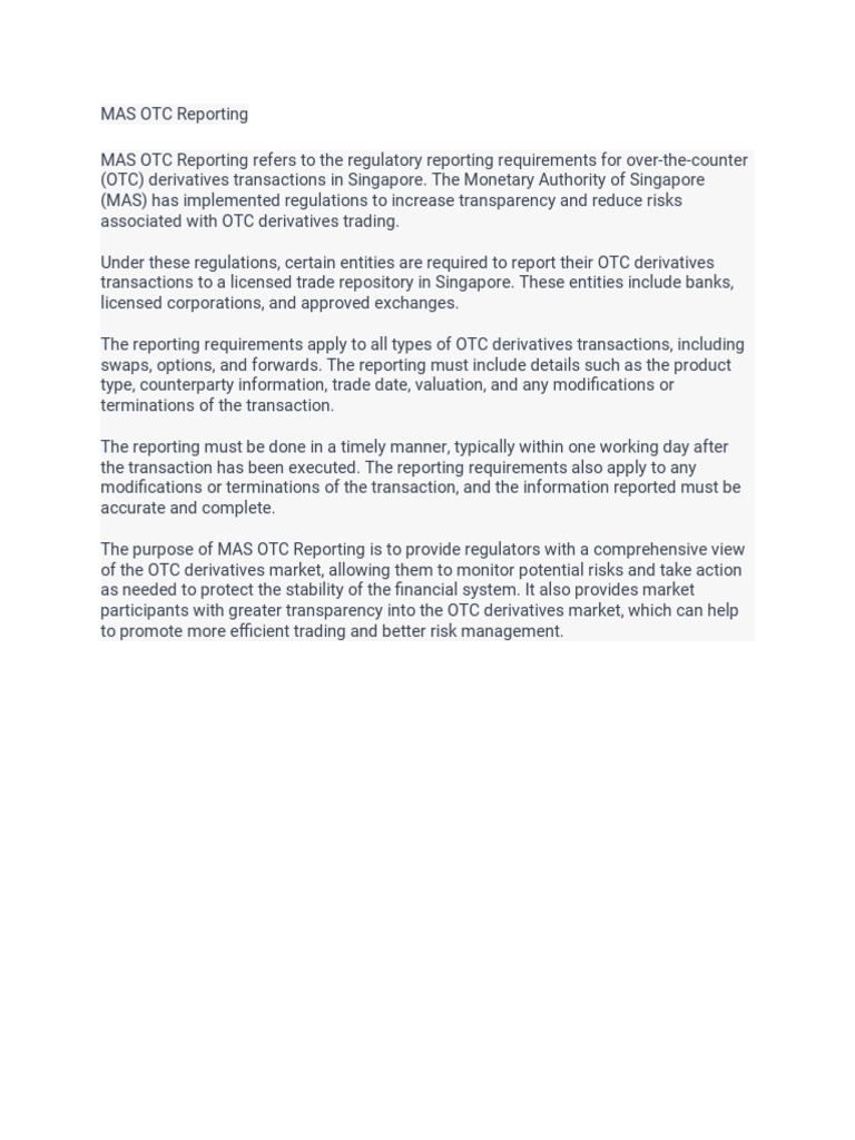 OTC Derivatives Reporting Guide | PDF | Finance & Money Management