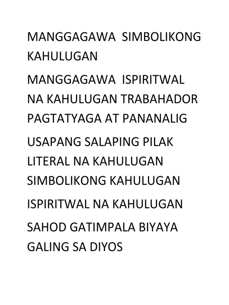 Manggagawa Simbolikong Kahulugan | PDF