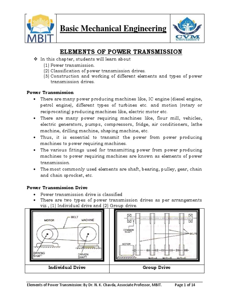 Elements of Power Transmission - 220308 - 154853 | PDF