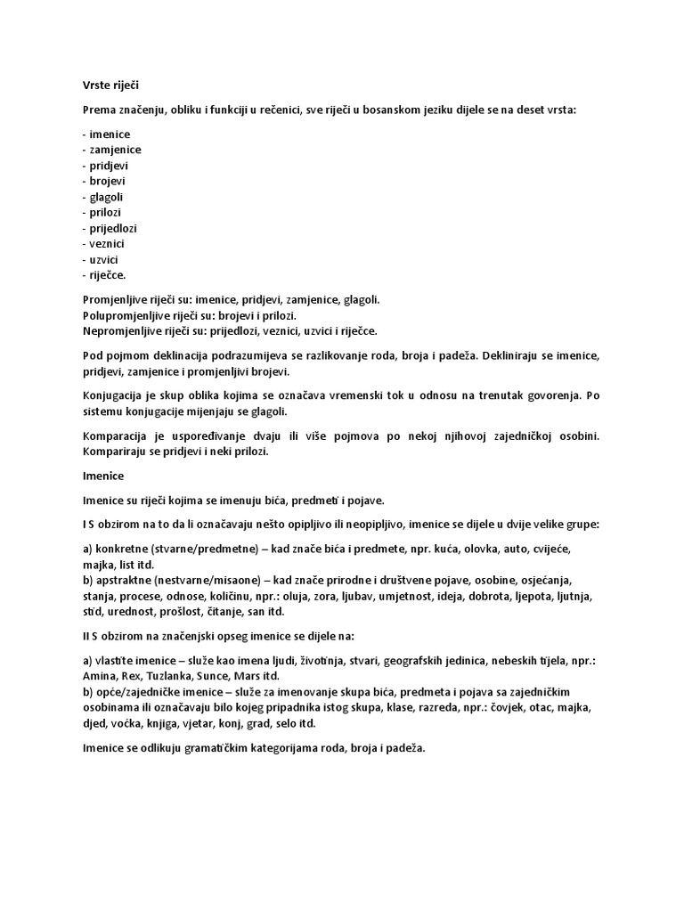 Vrste Riječi - Imenice | PDF