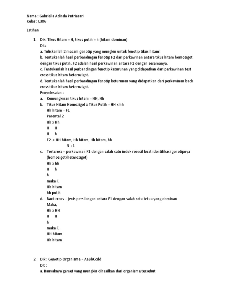 Latihan Hereditas | PDF | Kajian Bahasa Asing | Griya & Taman