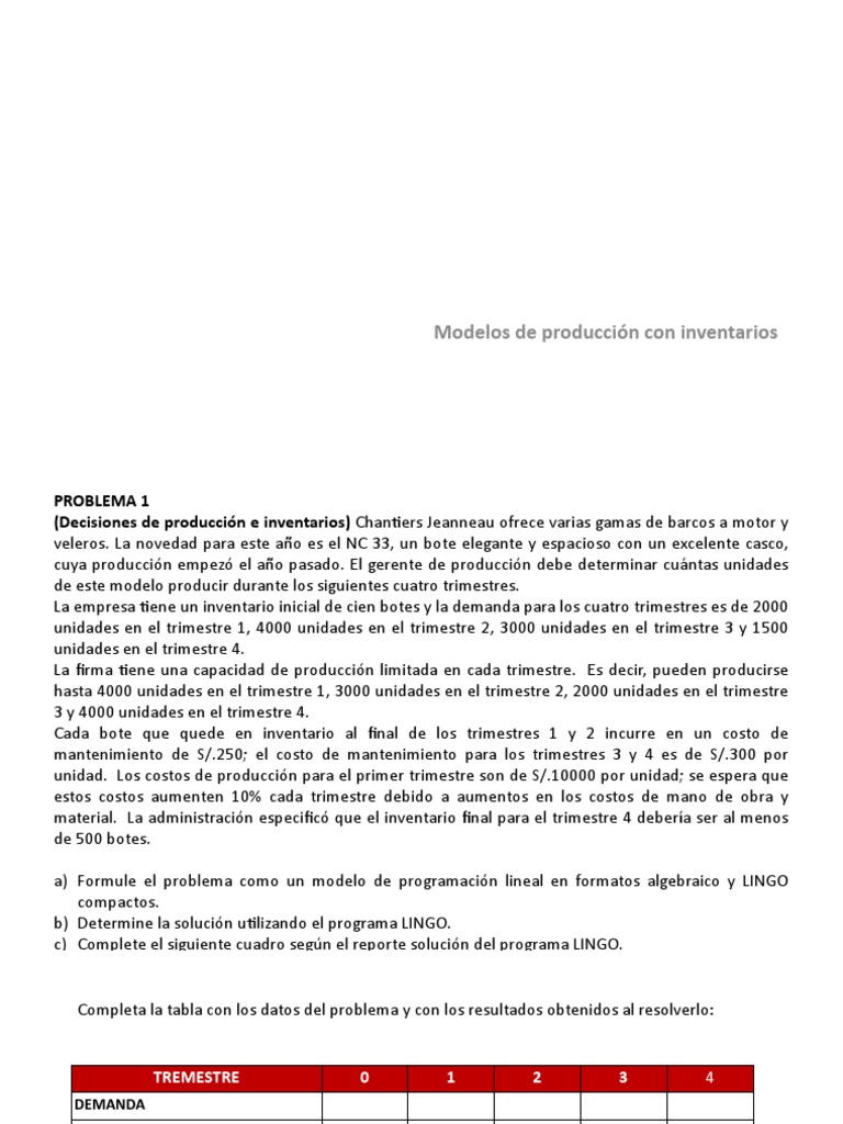 003-Modelos de Producción Con Inventarios | PDF | Inventario ...