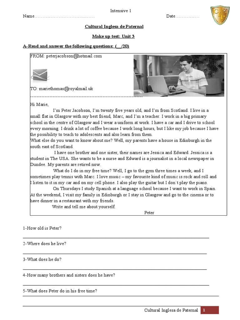 Make Up Test Unit 3 2022 | PDF | Linguistics