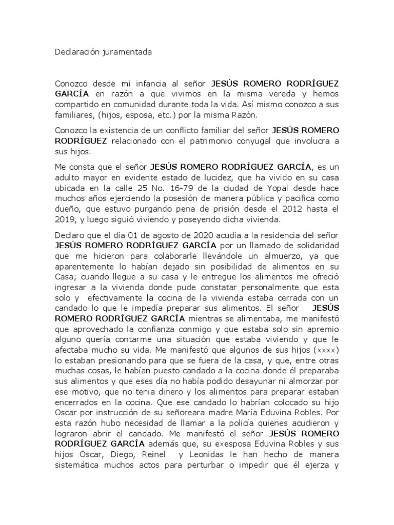 Declaración Juramentada e | PDF