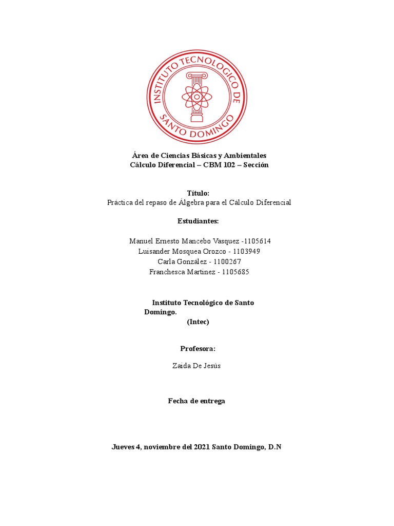 PR Ctica Del Repaso de Algebra para El C Lculo Diferencial PDF | PDF | Análisis complejo ...