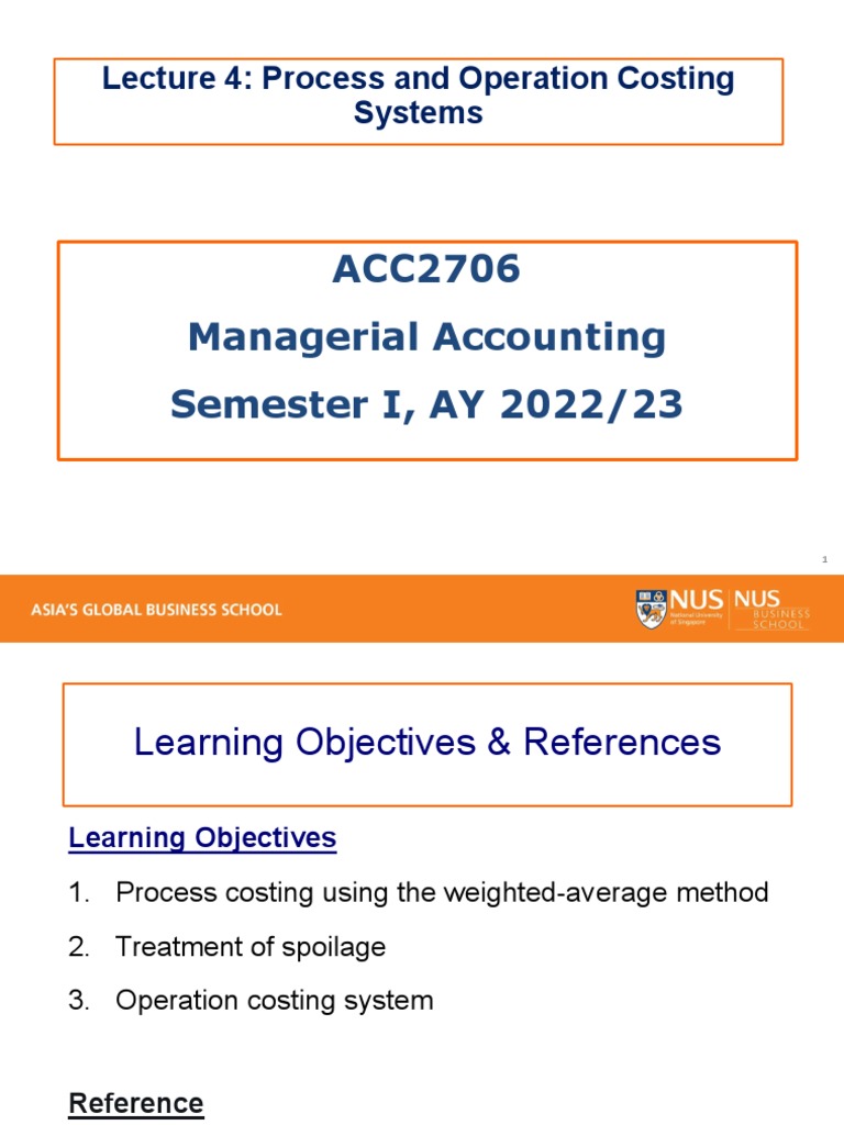 Lecture 4 S1 AY2022.23 Process Costing Student | PDF | Cost Of Goods Sold | Tea