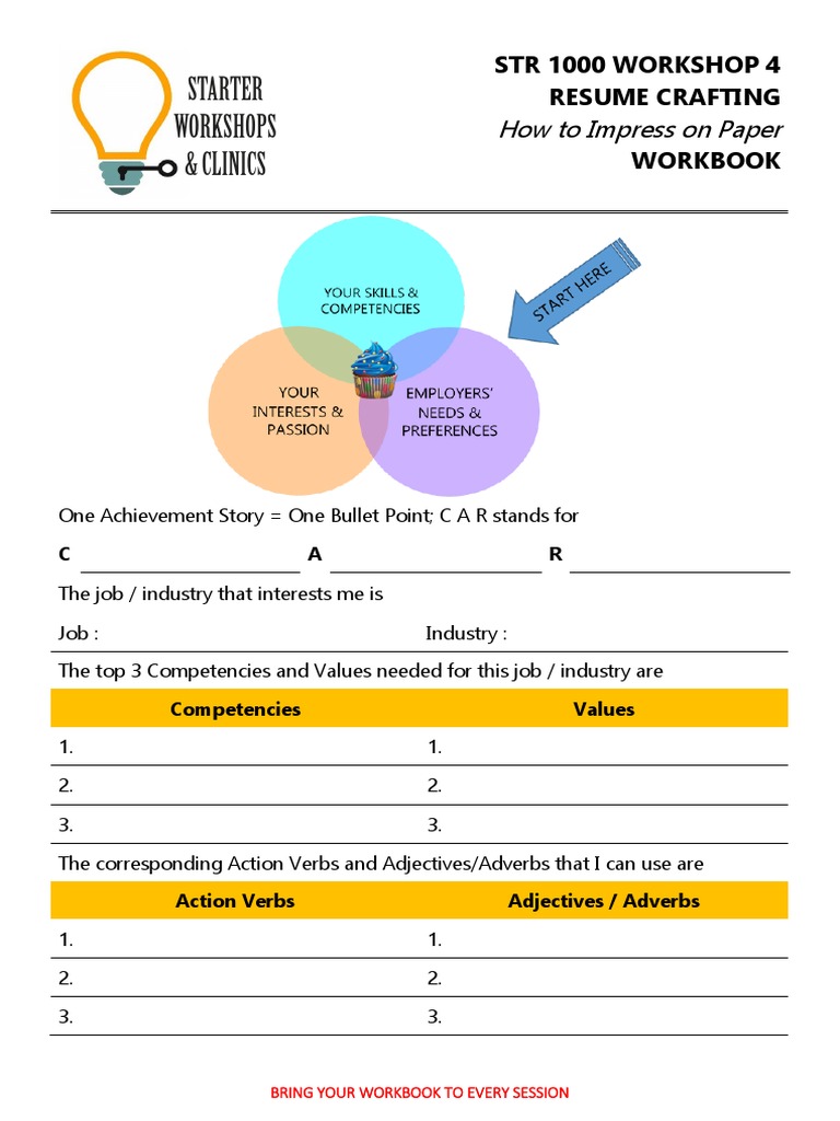 STR 1000 Workshop 4 Workbook | PDF | Résumé | Employment