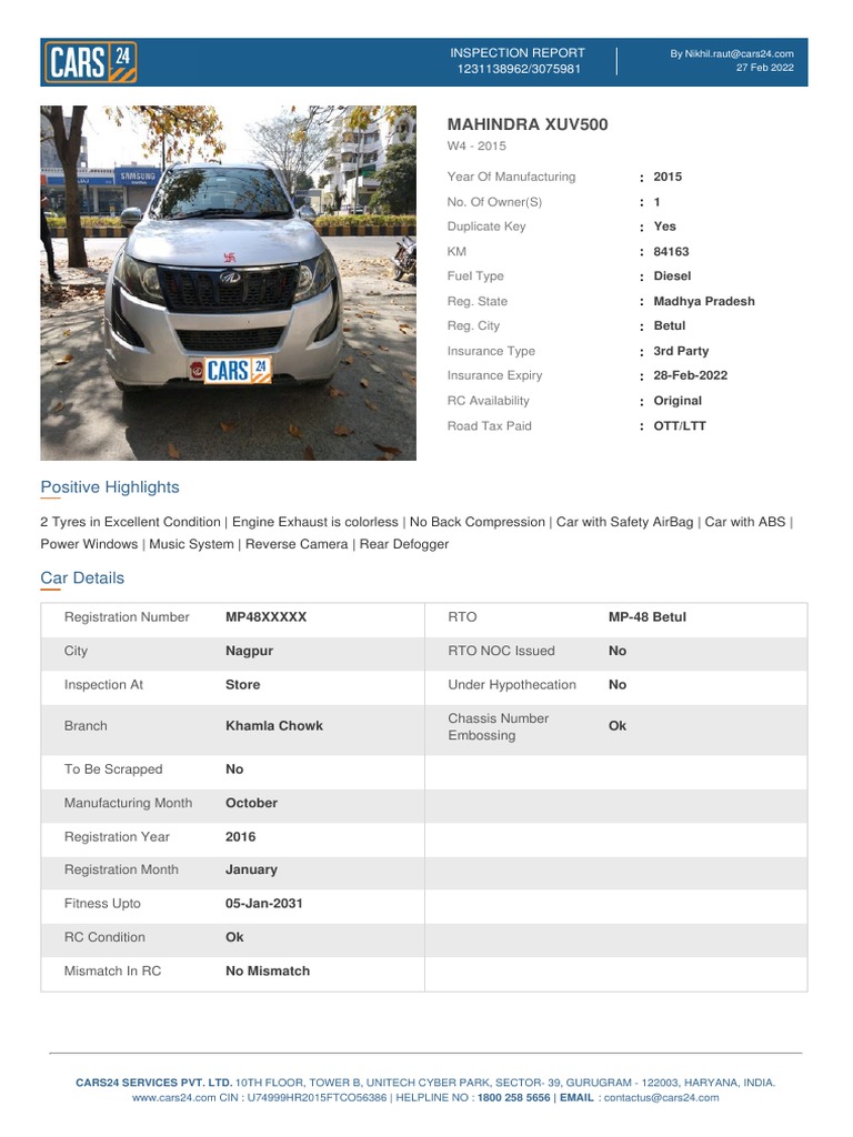 Inspection Report 3075981 1645943484 | PDF | Product Introductions | Wheel