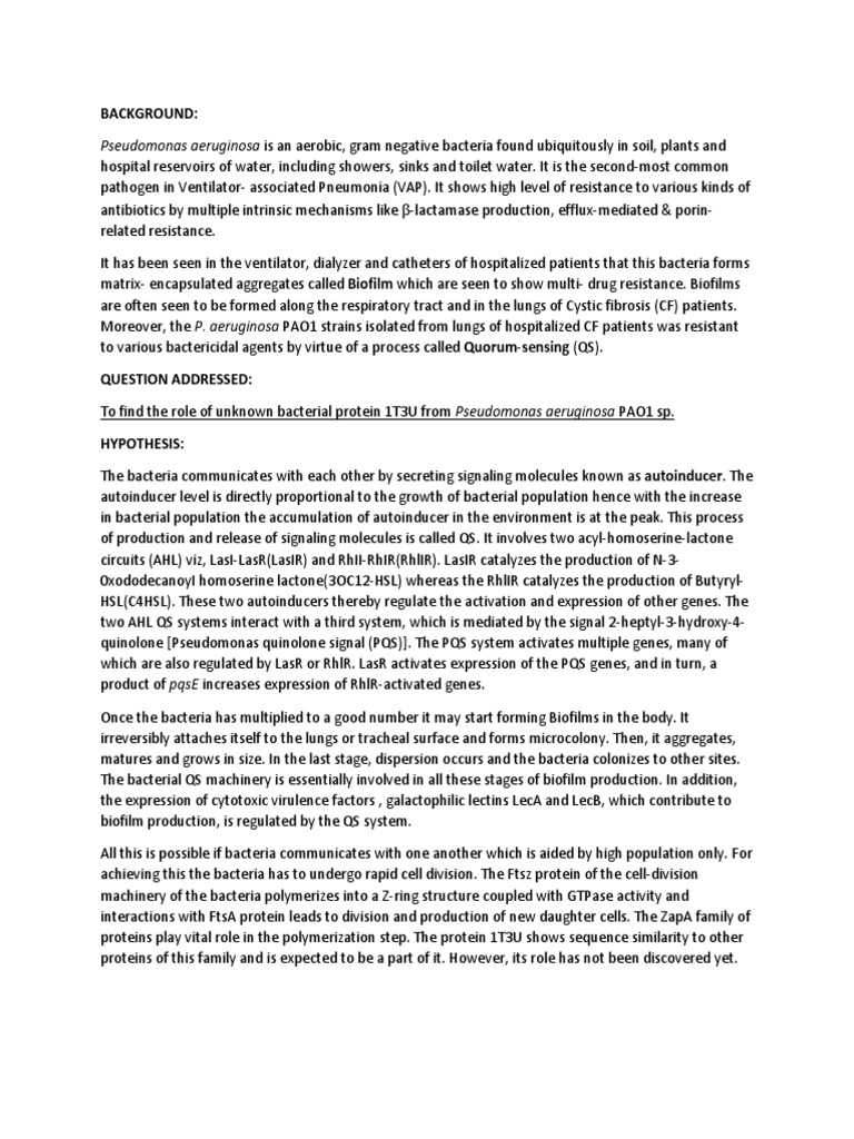 Microbiology Project Proposal | PDF | Pseudomonas Aeruginosa | Plasmid