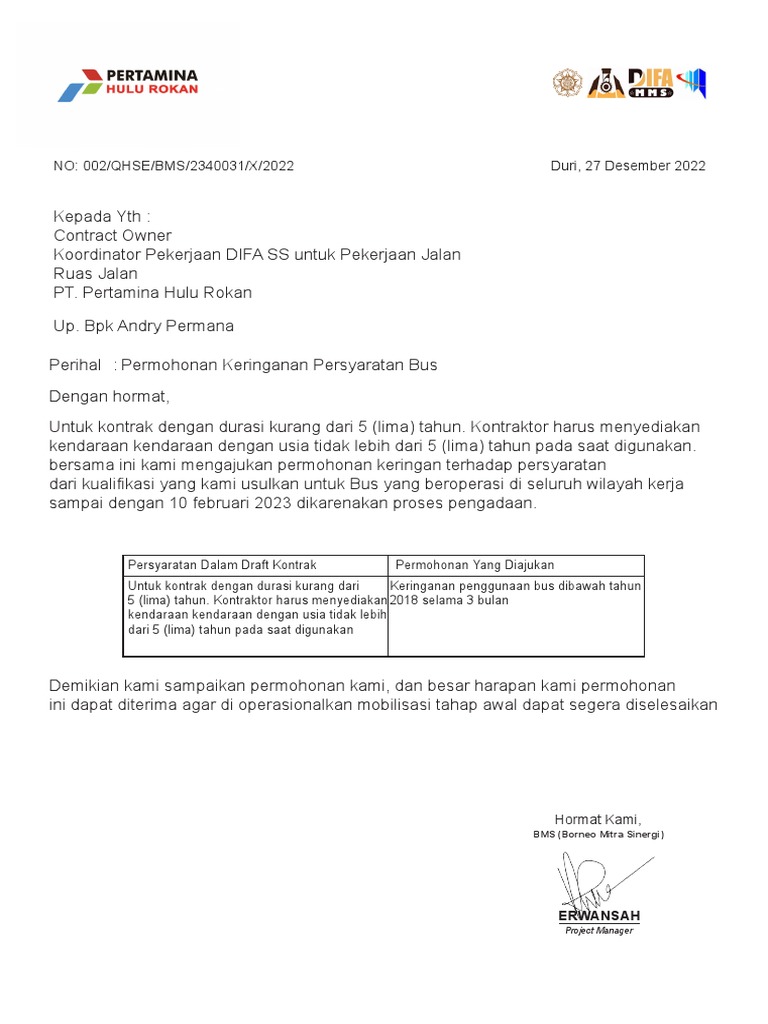 Surat Permohonan Bus-2 | PDF