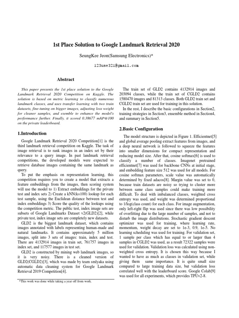 1st Place Solution To Google Landmark Retrieval 2020 Modified | PDF | Information Retrieval ...